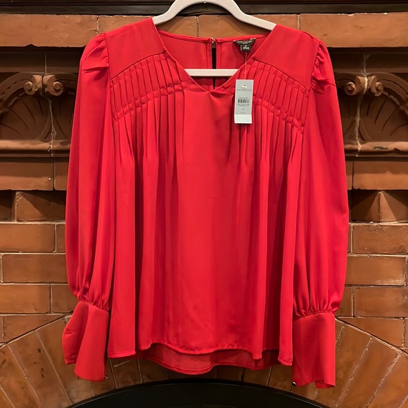 Ann Taylor | Tops | Nwt Pleated Red Ann Taylor Blouse Mp | Poshmark